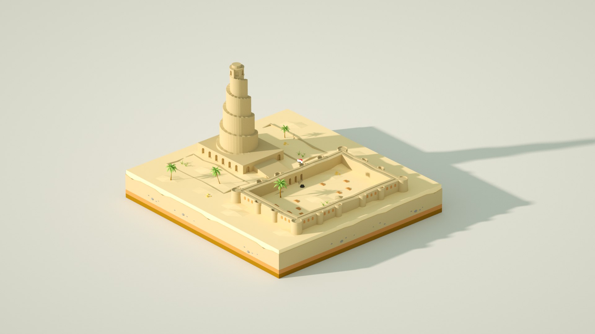 Malwiya Mosque Iraq Low poly 3D model 3D model - TurboSquid 2071382