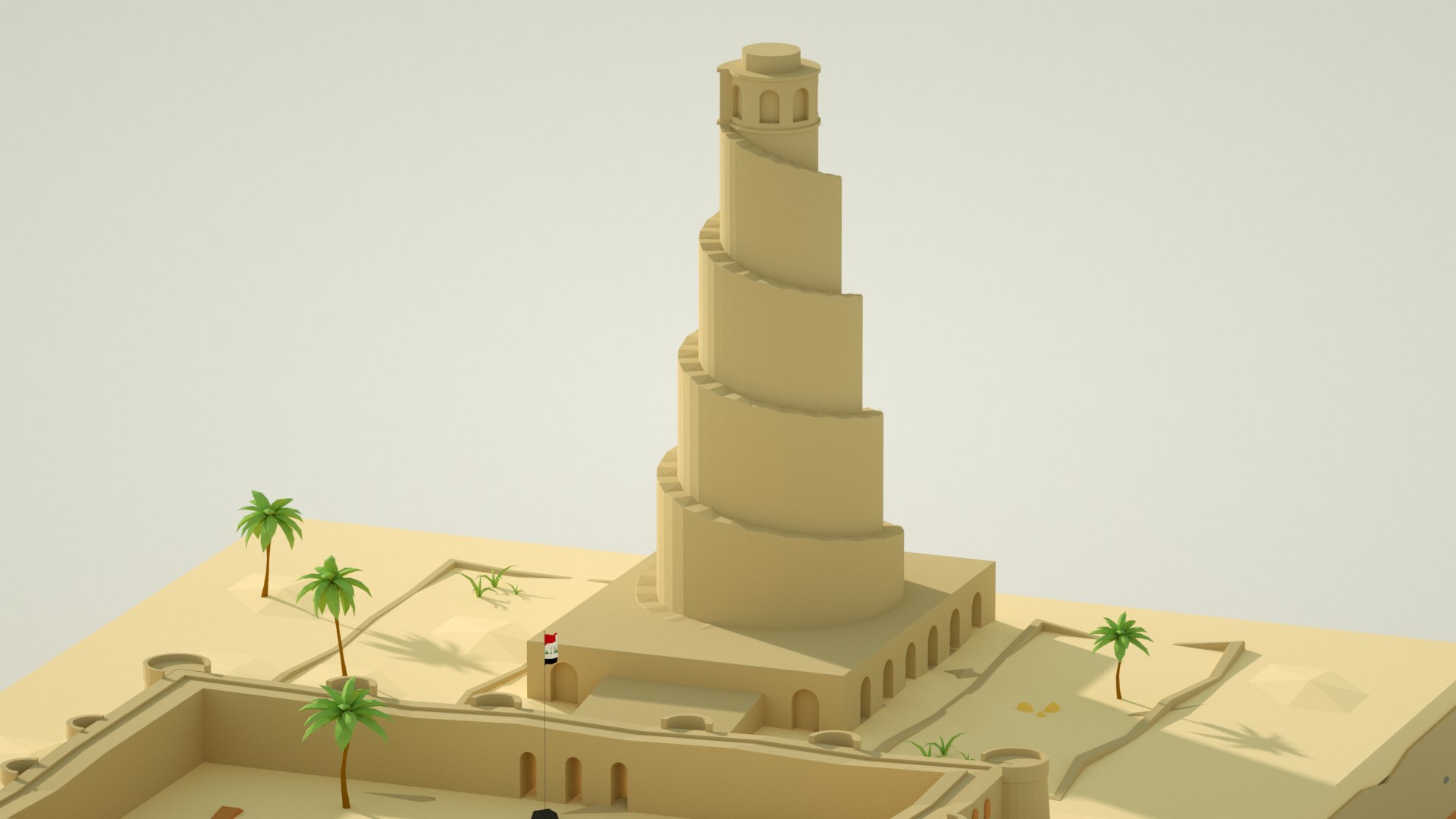 Malwiya Mosque Iraq Low poly 3D model 3D model - TurboSquid 2071382
