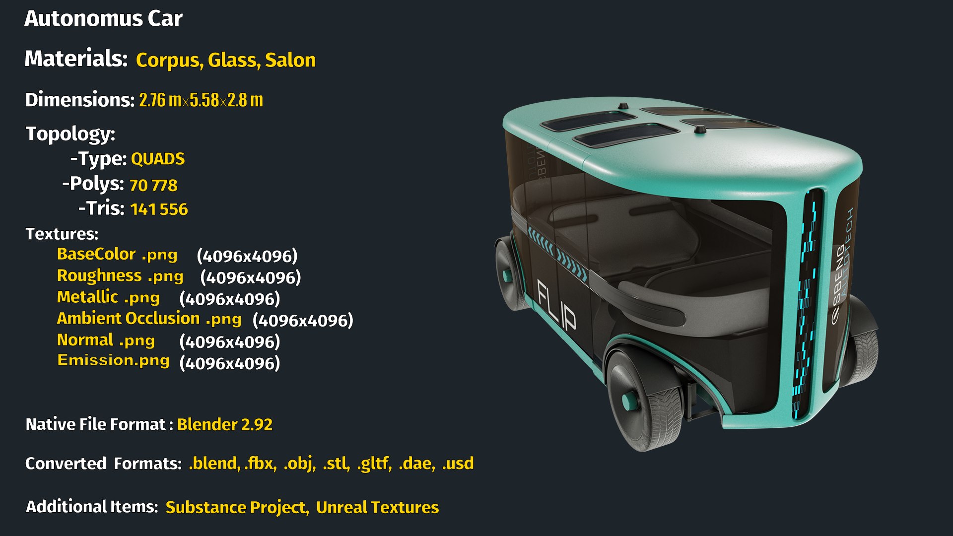 3D Autonomus Car Model - TurboSquid 1750478