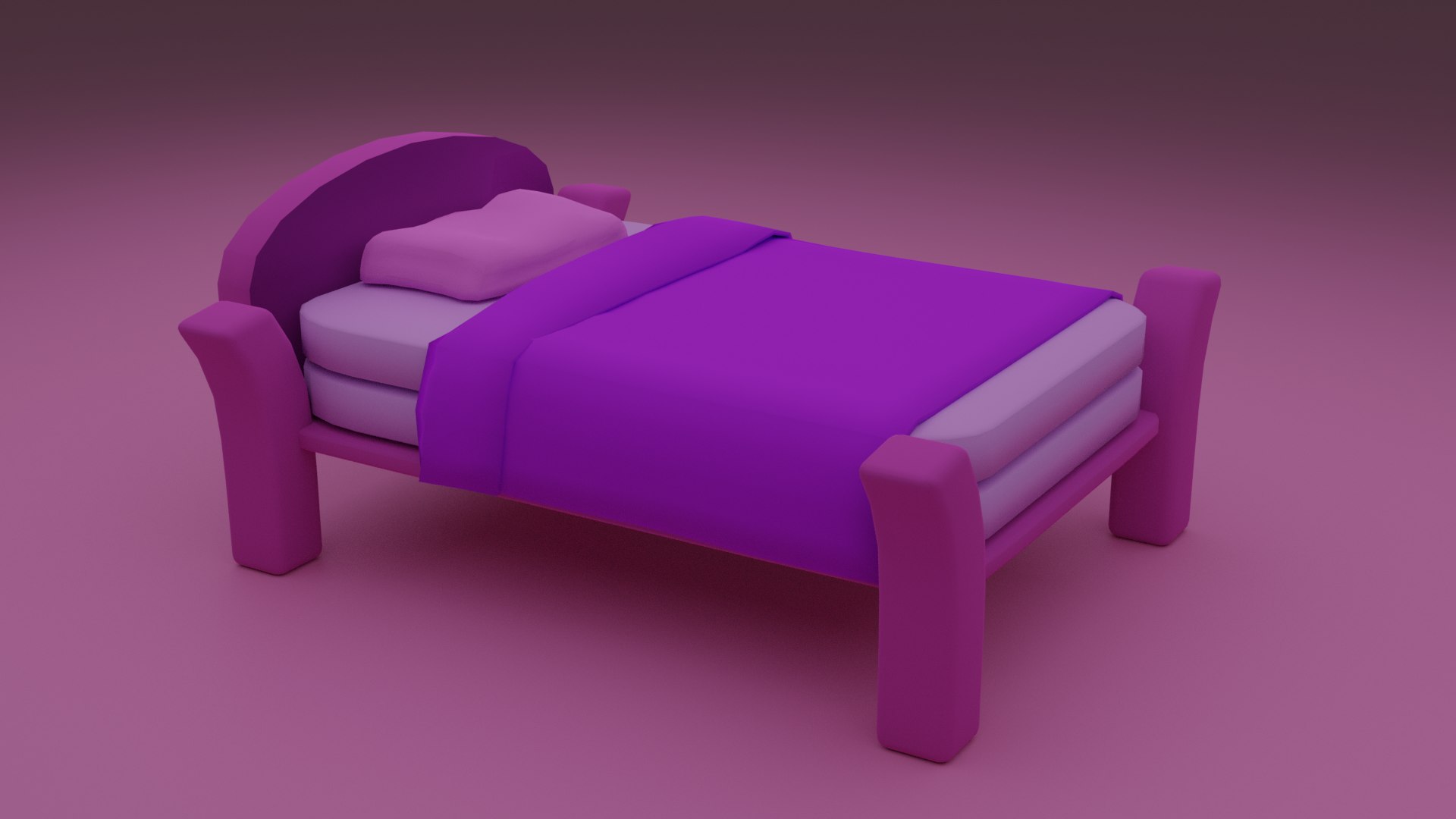 Purple Toon Bed 3D Model - TurboSquid 1833411