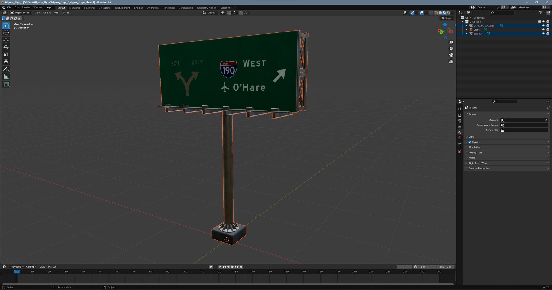 3D Highway Sign 01 - TurboSquid 2159464