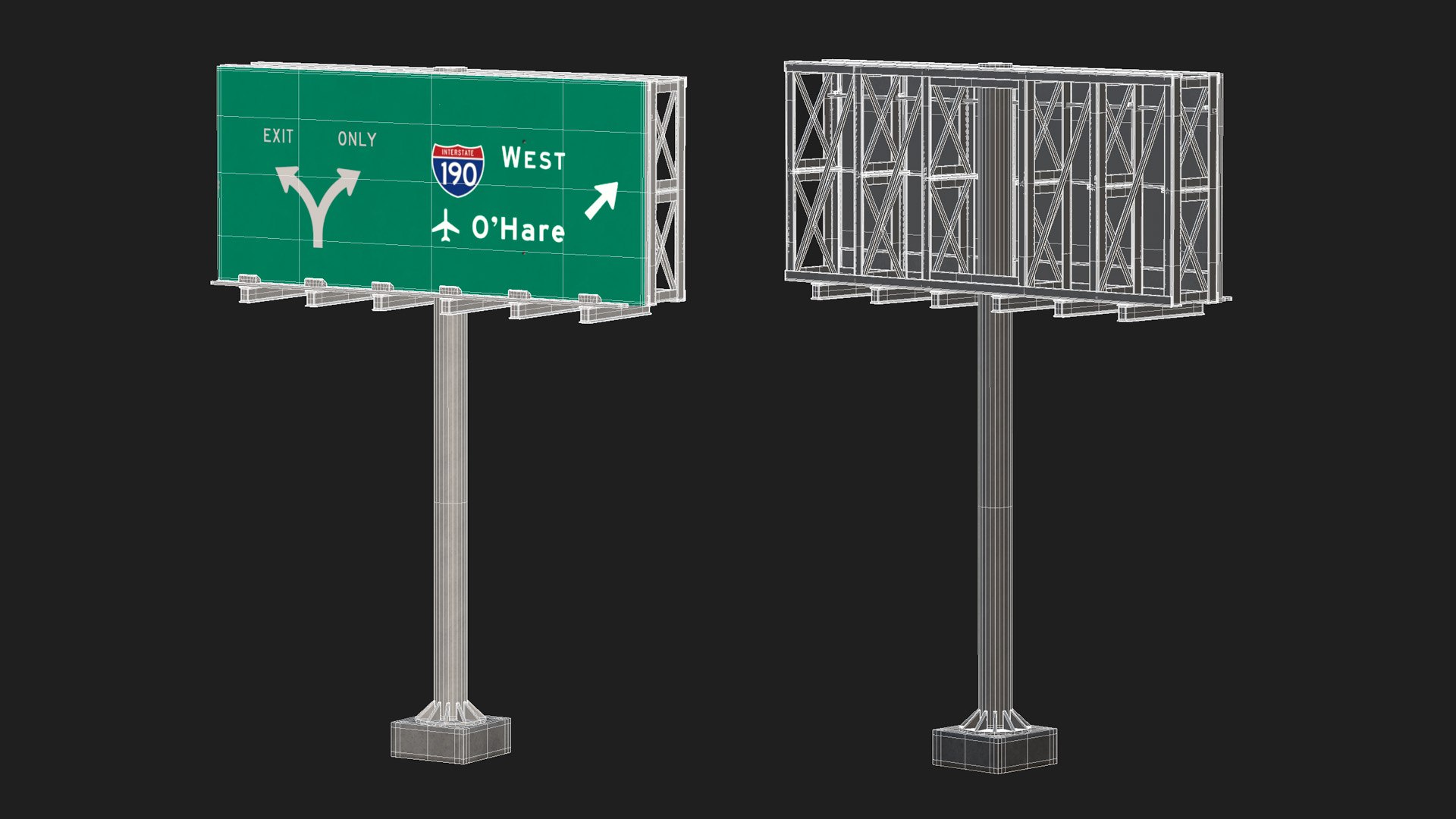 3D Highway Sign 01 - TurboSquid 2159464