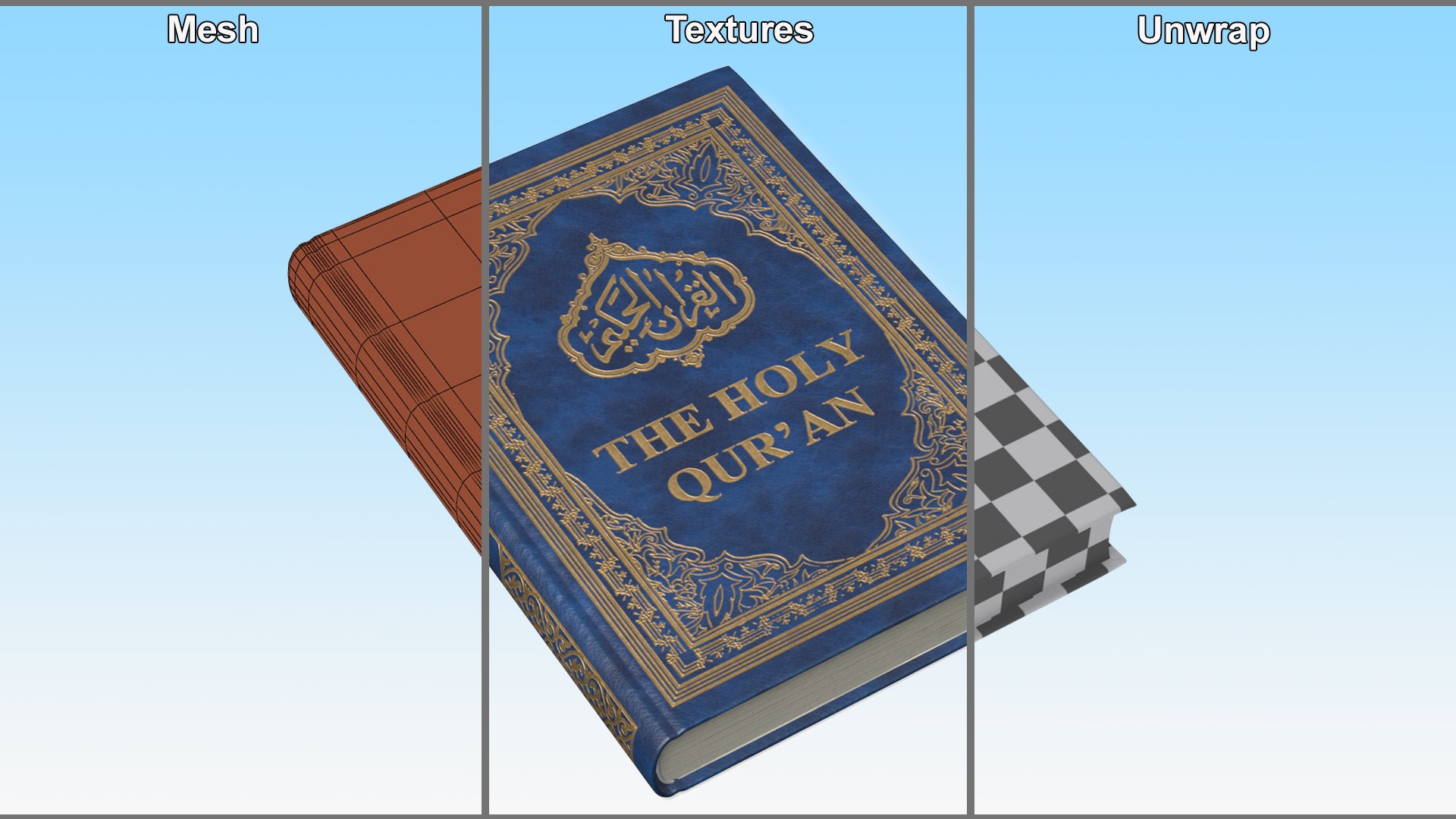 3D Holy Quran Blue Closed - TurboSquid 2268599