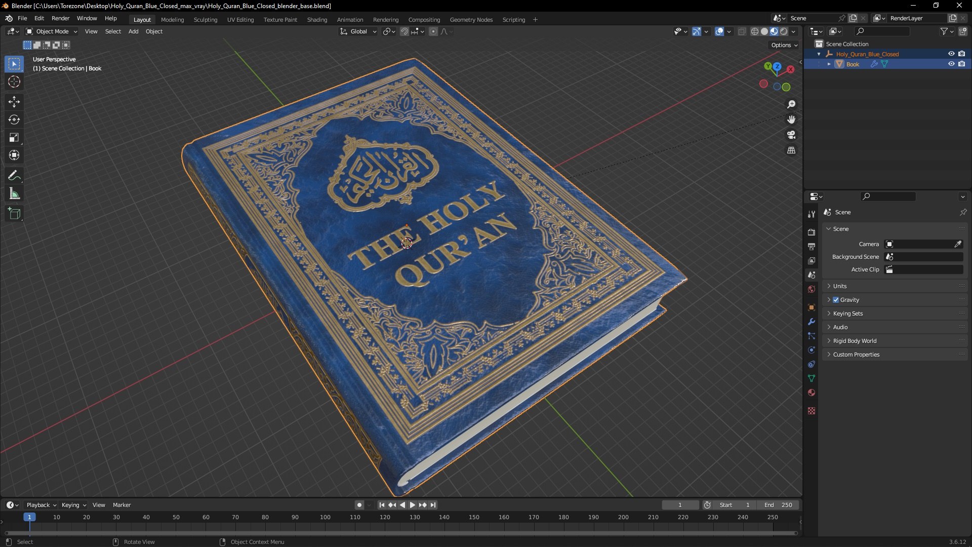 3D Holy Quran Blue Closed - TurboSquid 2268599