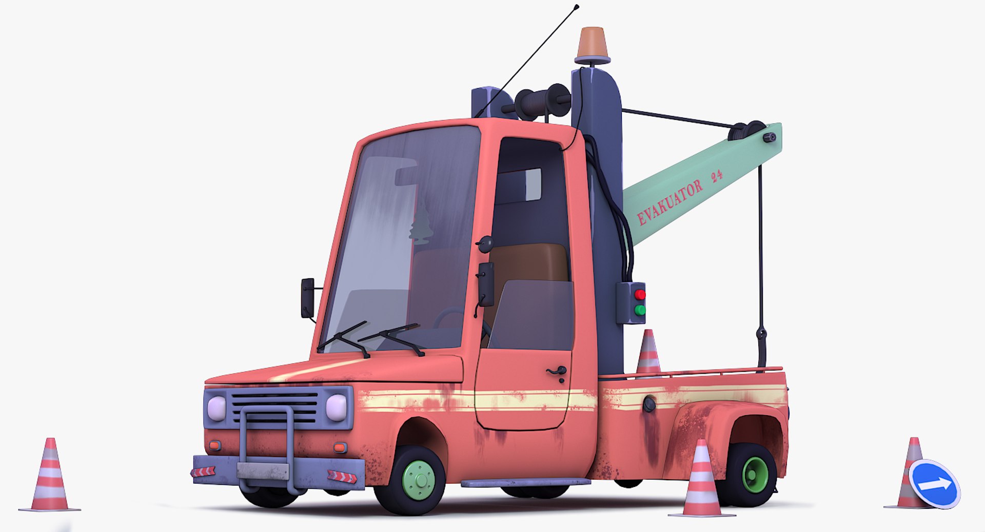 3D Cartoon Wrecker Model - TurboSquid 1249500