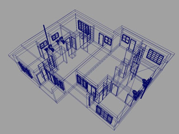 free duplex house single story 3d model