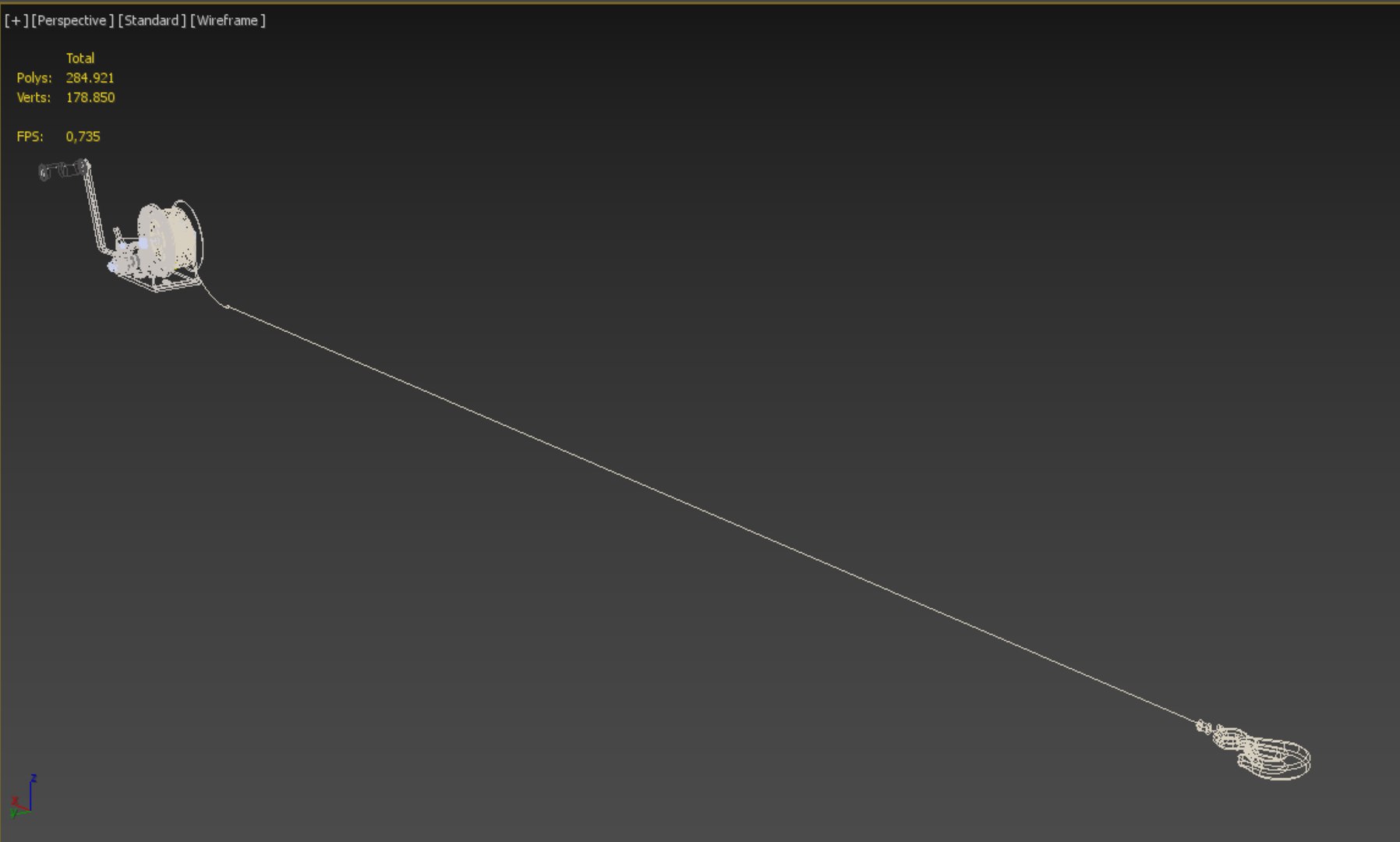 3D Model HEAVY DUTY HAND LEVER CRANK WINCH LONG STEEL CABLE ROPE SLING ...