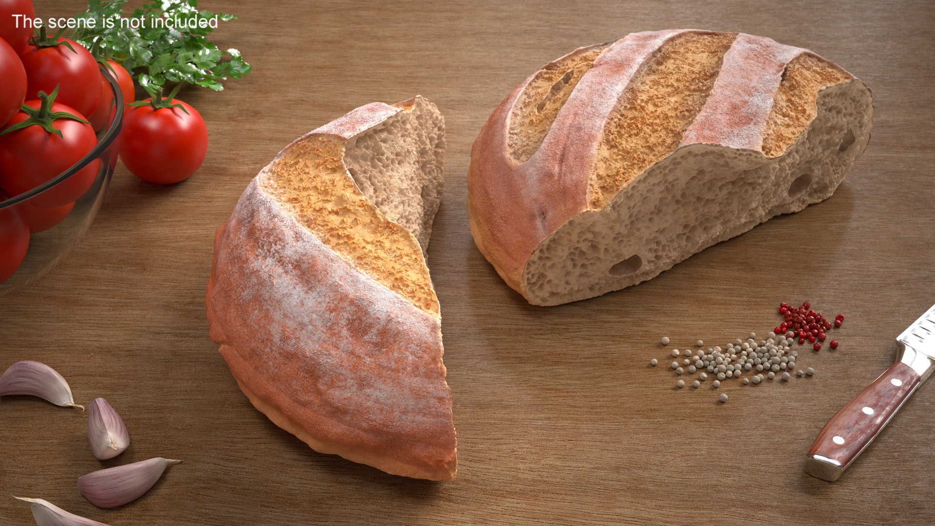 3D Broken Loaf Of Round Bread Model - TurboSquid 2245146