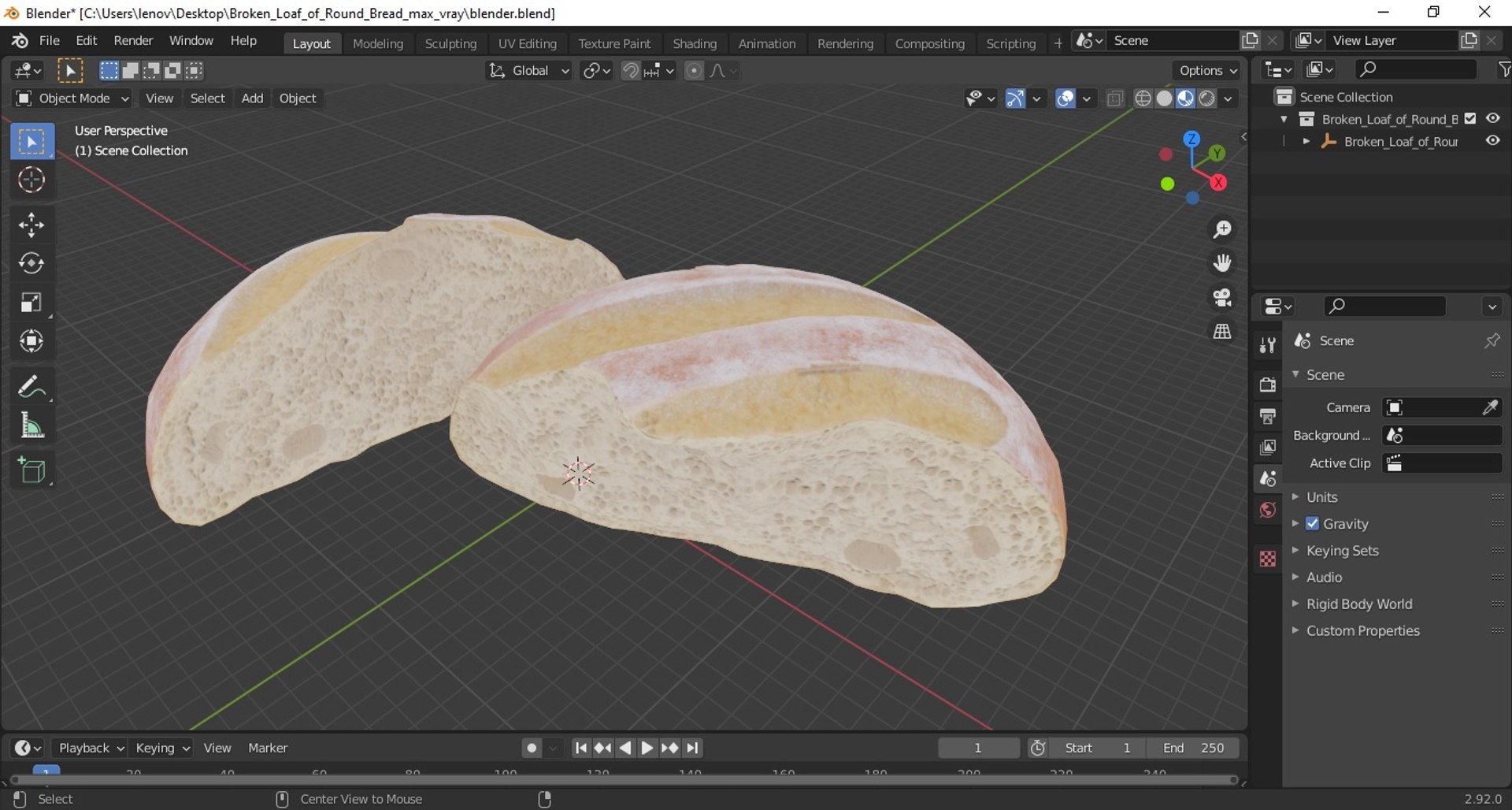 3D Broken Loaf Of Round Bread Model - TurboSquid 2245146