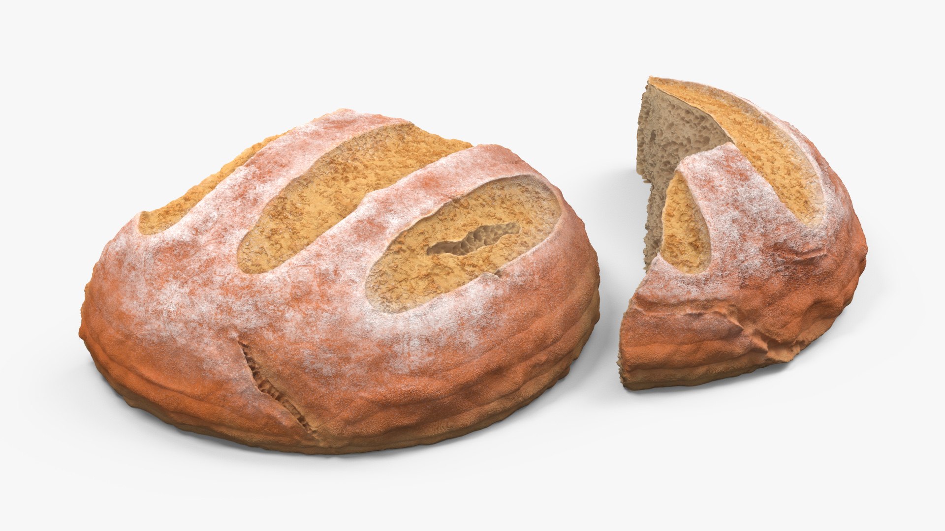 3D Broken Loaf Of Round Bread Model - TurboSquid 2245146