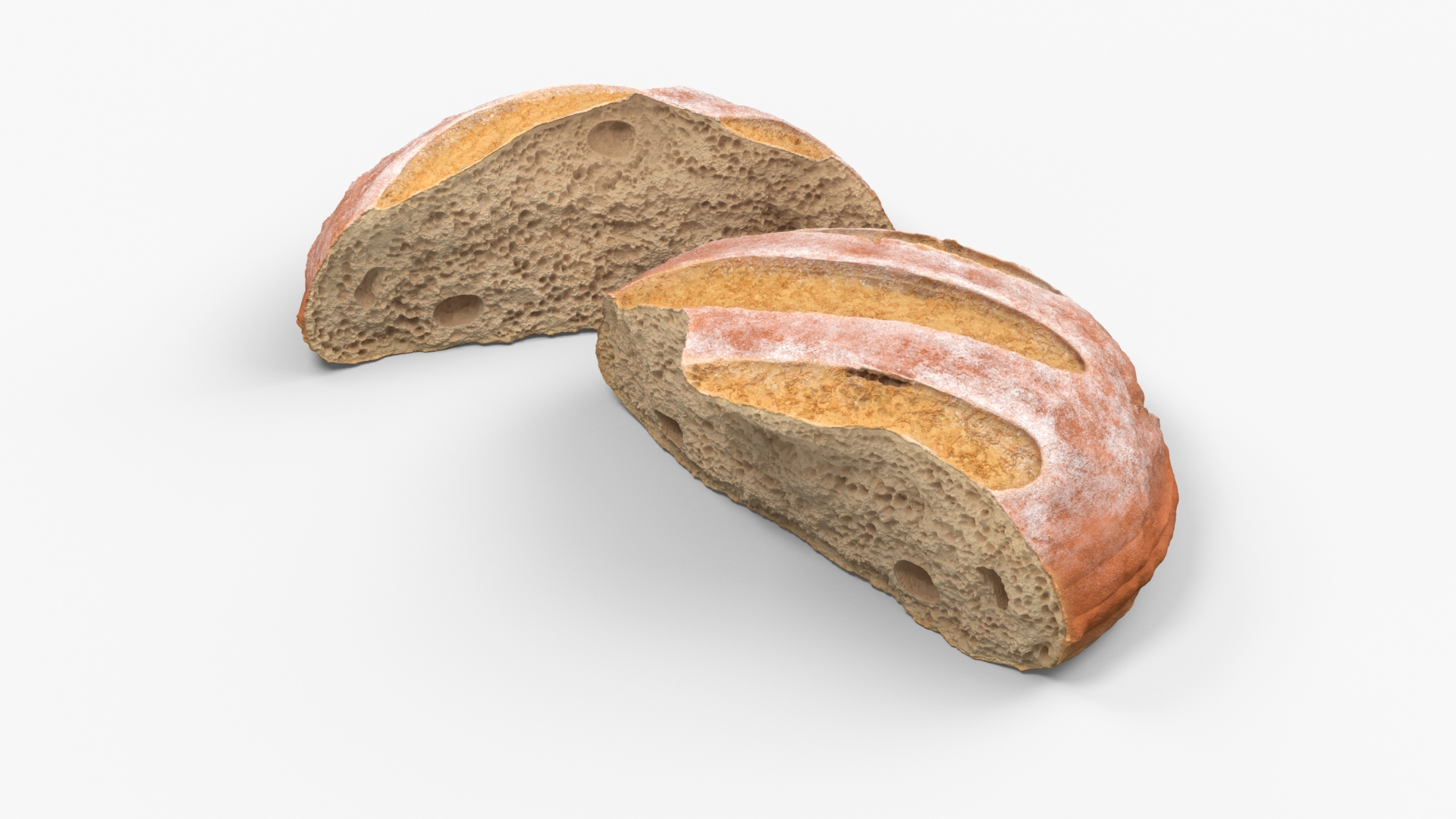 3D Broken Loaf Of Round Bread Model - TurboSquid 2245146