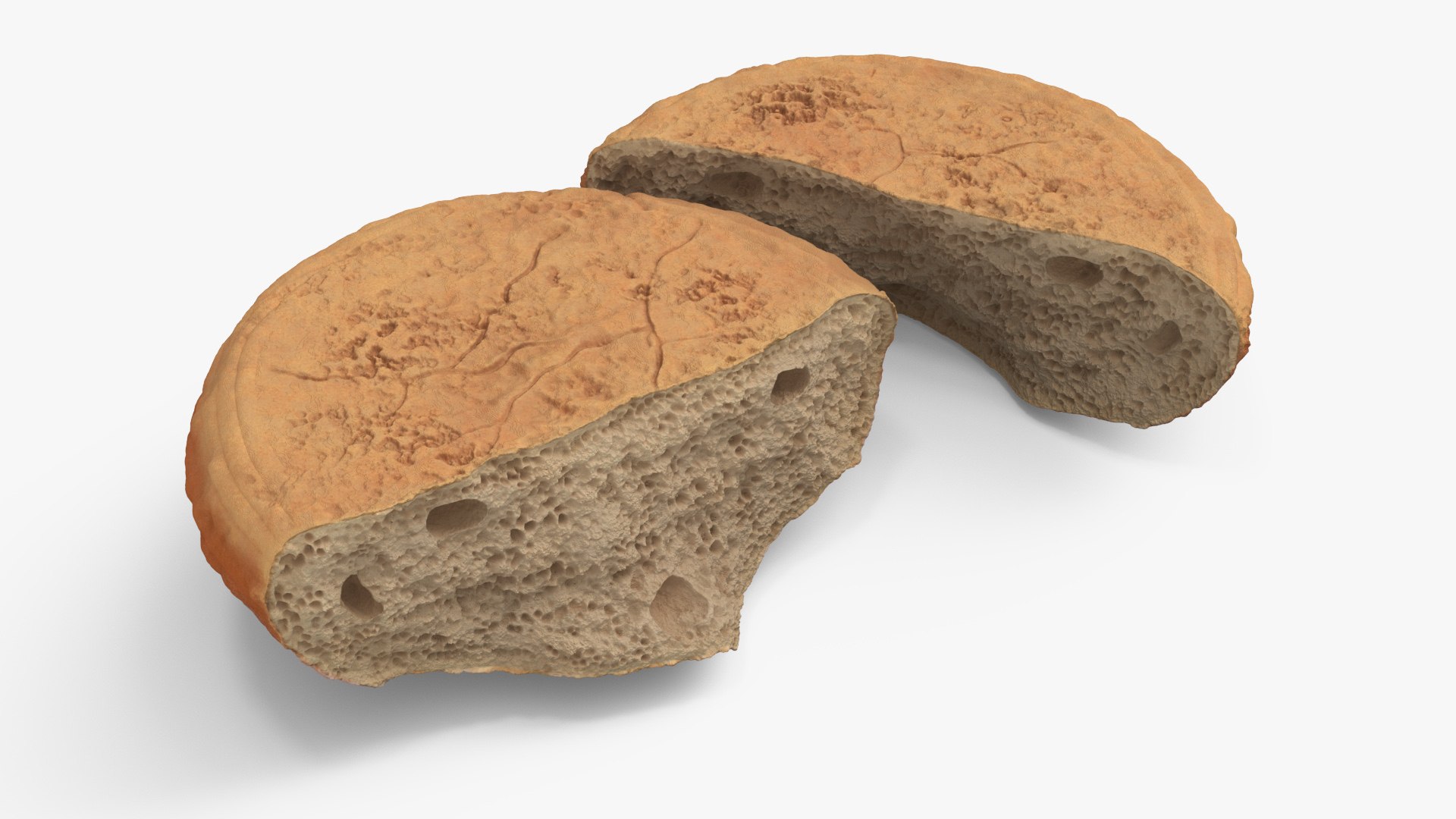 3D Broken Loaf Of Round Bread Model - TurboSquid 2245146