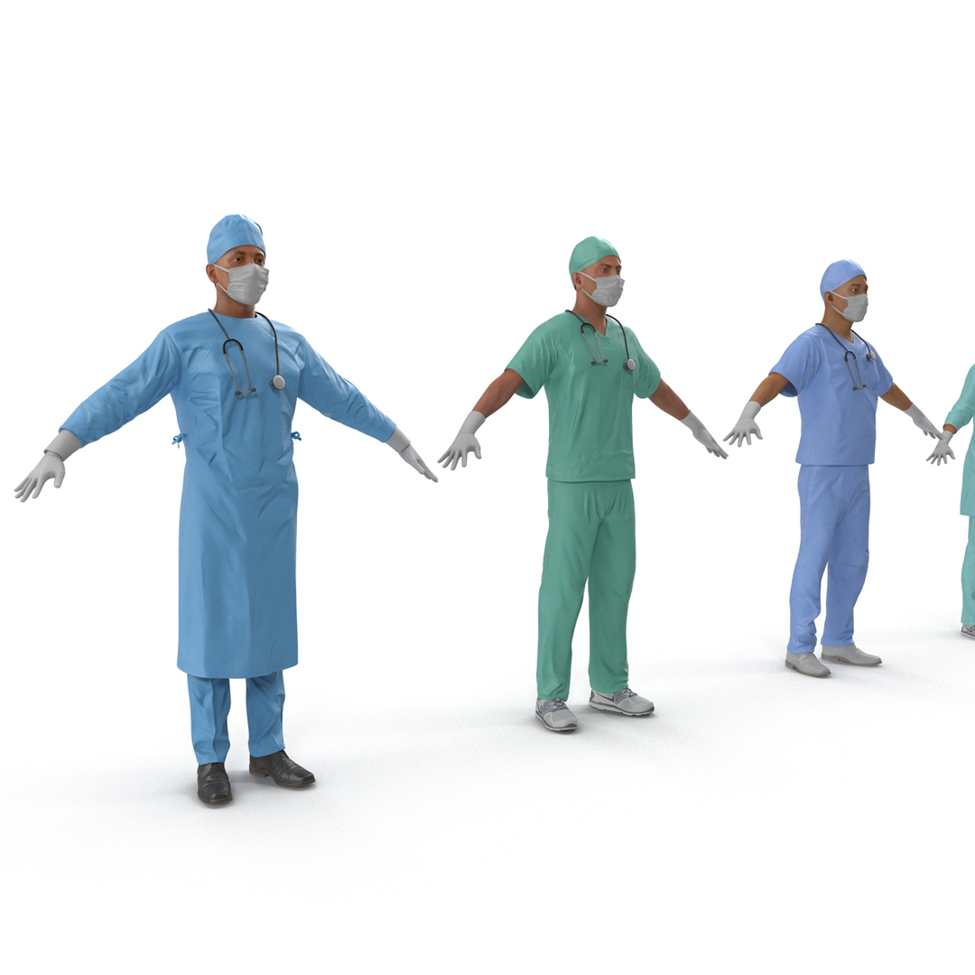 3d model rigged doctors male surgeon