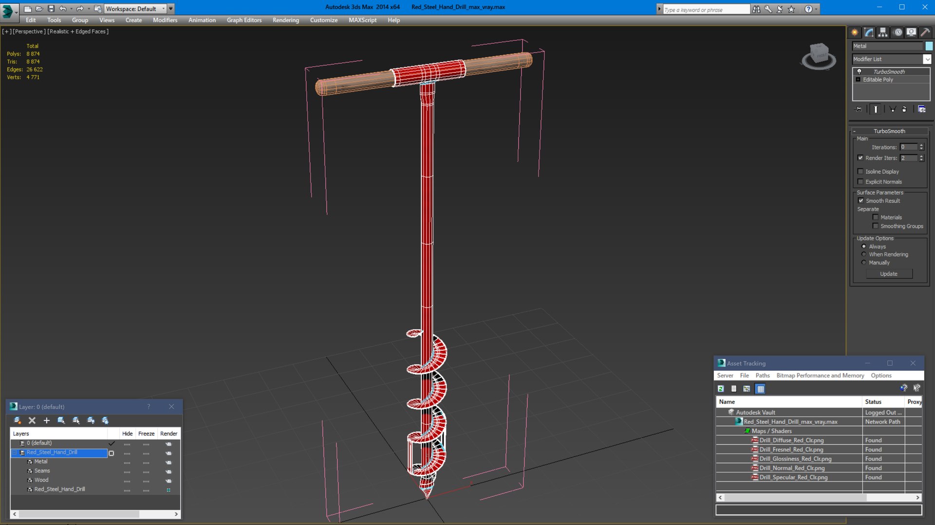 Red Steel Hand Drill 3D Model - TurboSquid 1919713