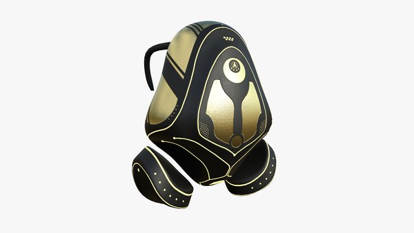 3D SciFi Backpack H03 Black Gold - Fashion Character Design model ...