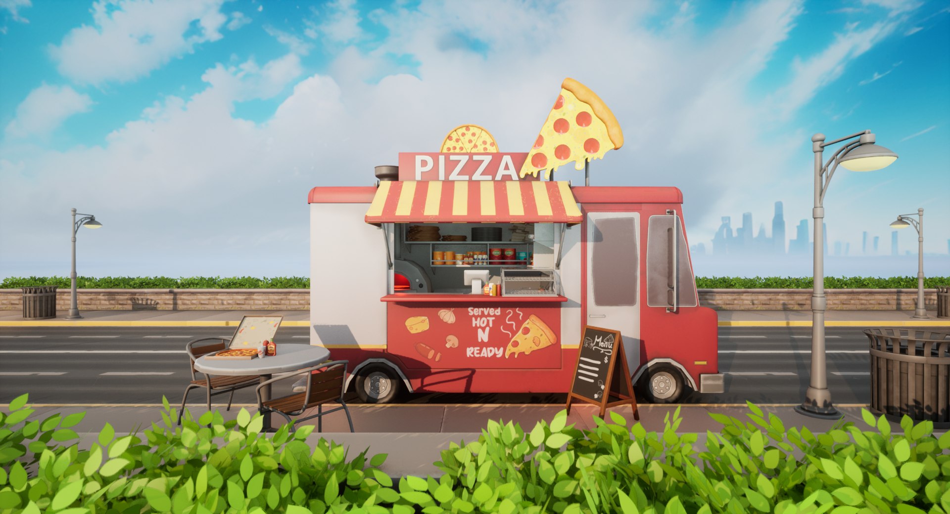 3D Stylized Pizza Truck Model - TurboSquid 2028249