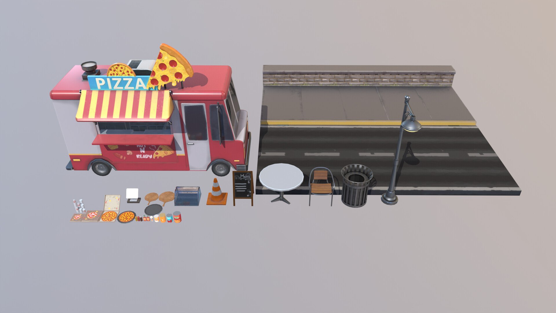 3D Stylized Pizza Truck Model - TurboSquid 2028249