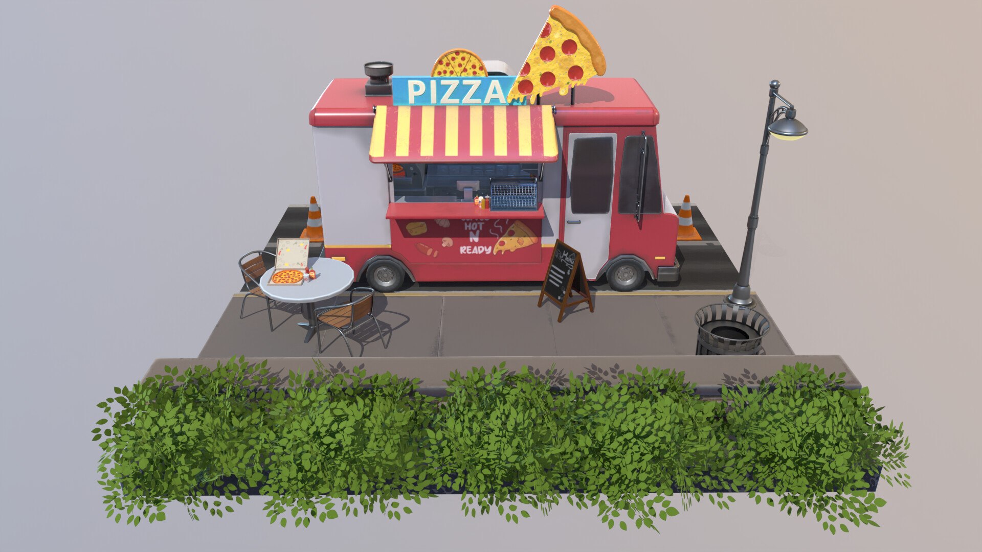 3D Stylized Pizza Truck Model - TurboSquid 2028249