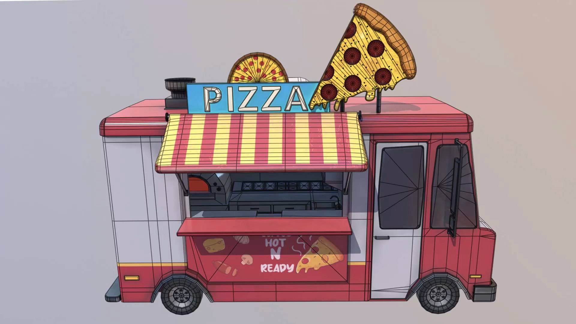 3D Stylized Pizza Truck Model - TurboSquid 2028249