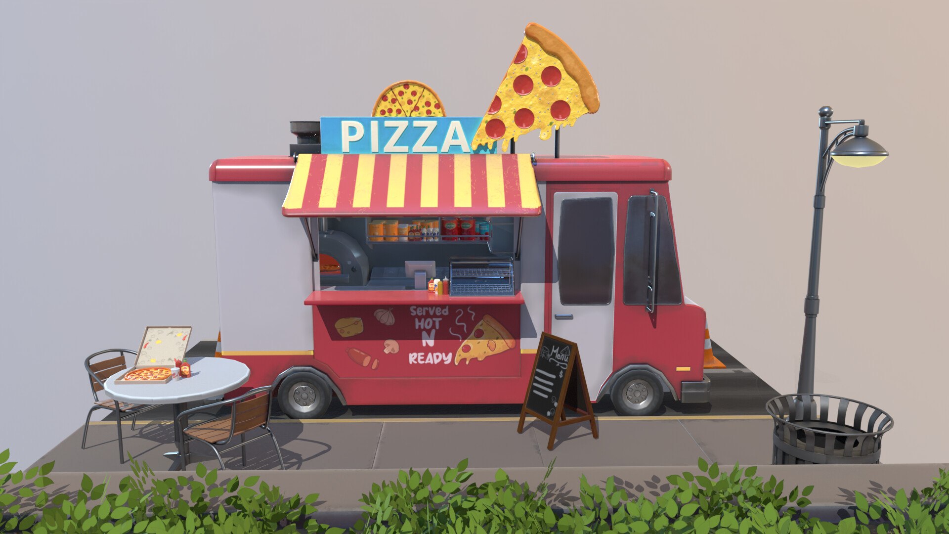 3D Stylized Pizza Truck Model - TurboSquid 2028249