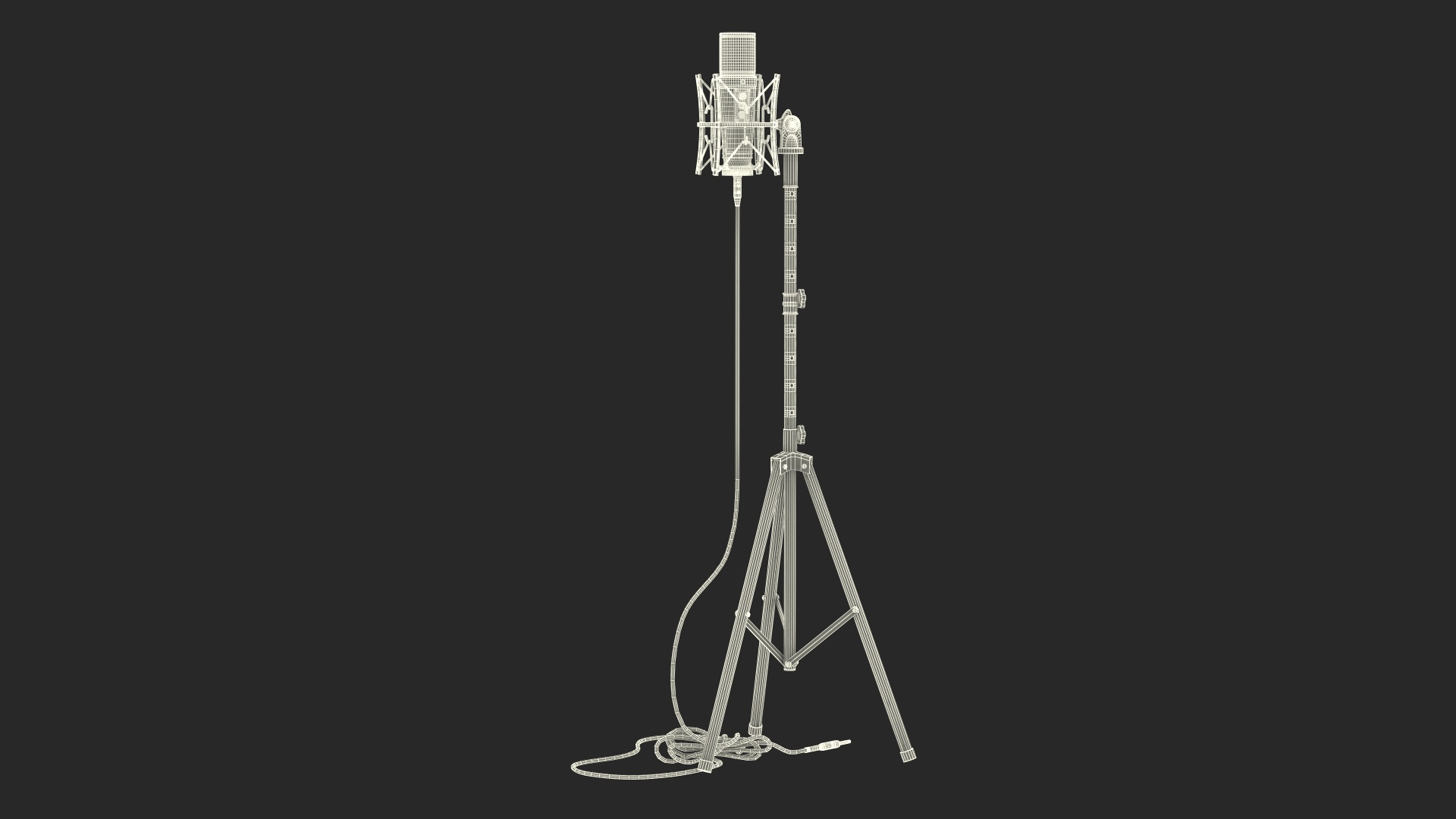 Studio Condenser Microphone On Stand With Cable 3D Model - TurboSquid ...