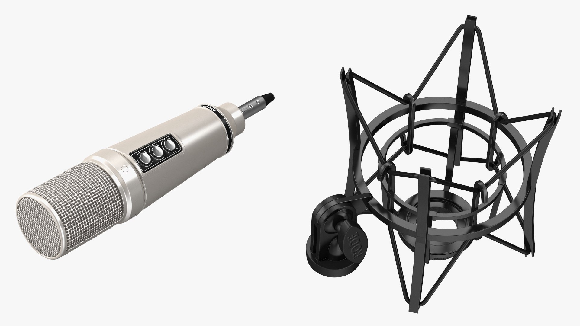 Studio Condenser Microphone On Stand With Cable 3D Model - TurboSquid ...