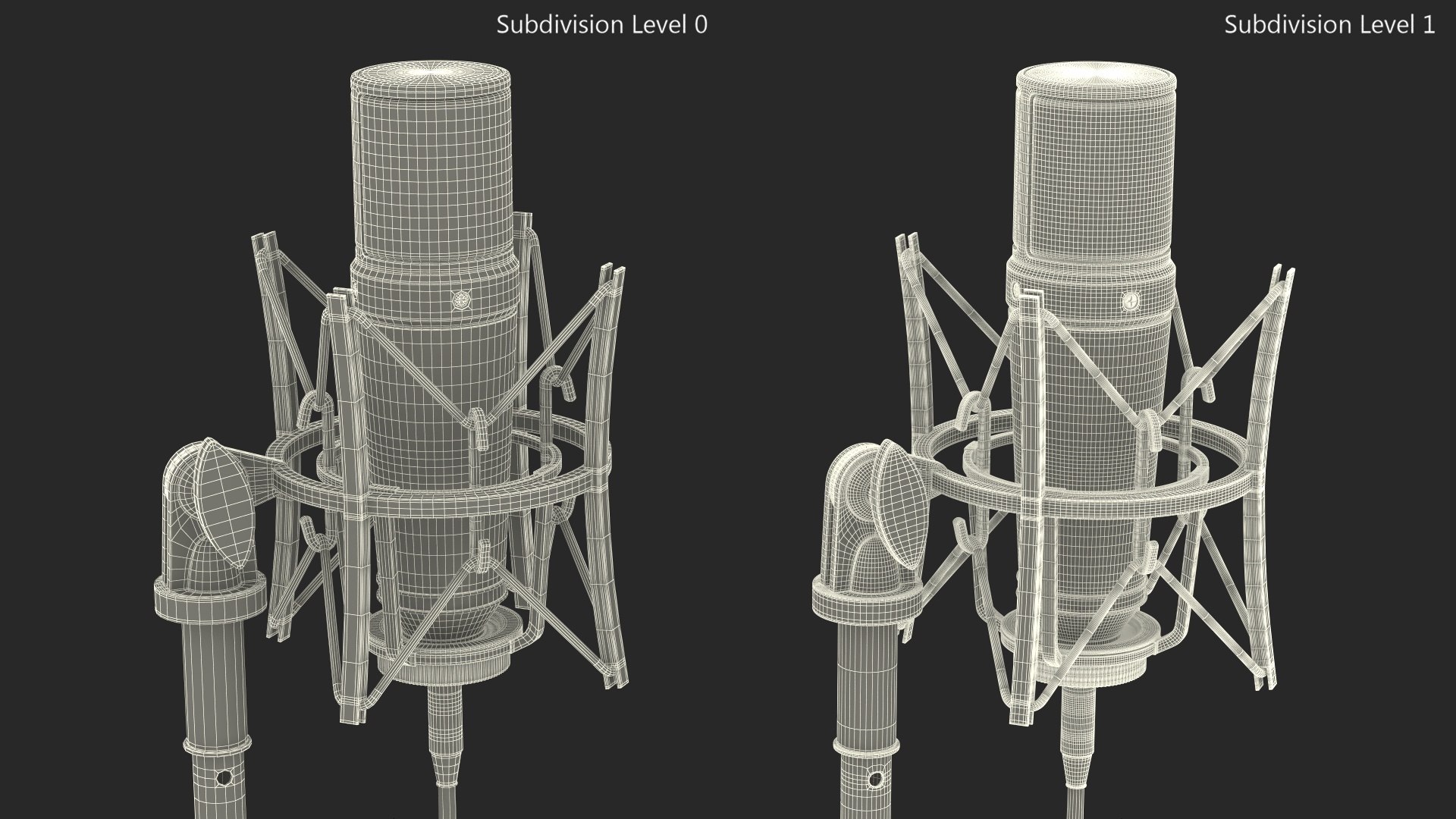Studio Condenser Microphone On Stand With Cable 3D Model - TurboSquid ...