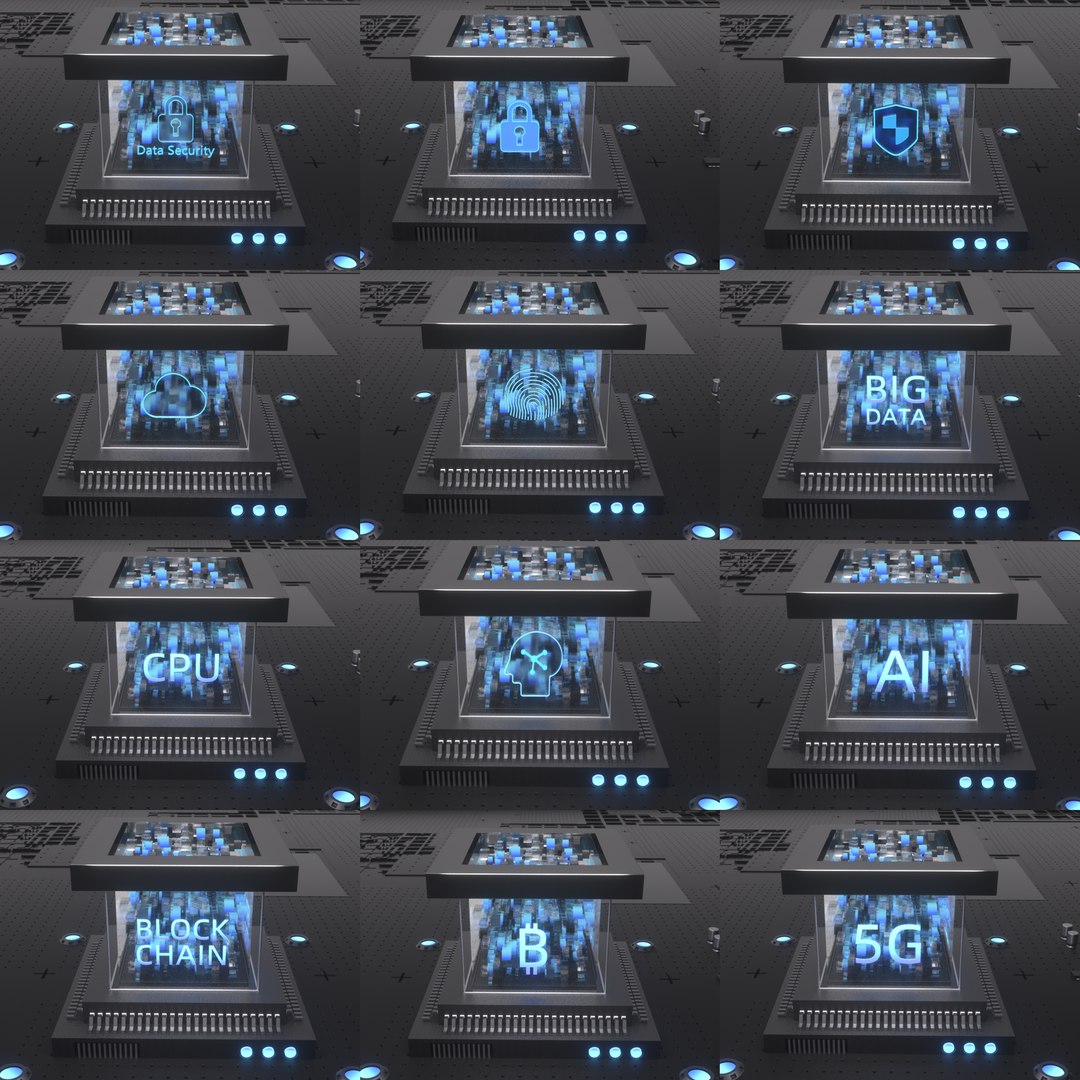 C4D Octane CPU Chip Core Capacitance Scifi Circuit Board 19 3D Model ...