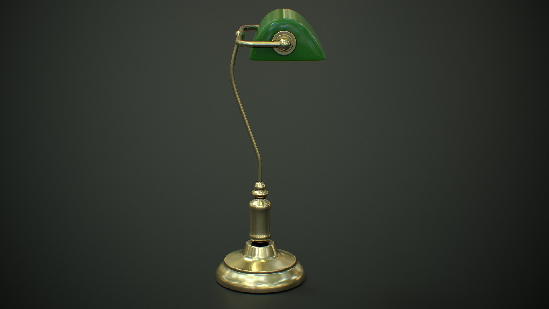 3D Antique Bankers Desk Lamp Green - TurboSquid 2001771