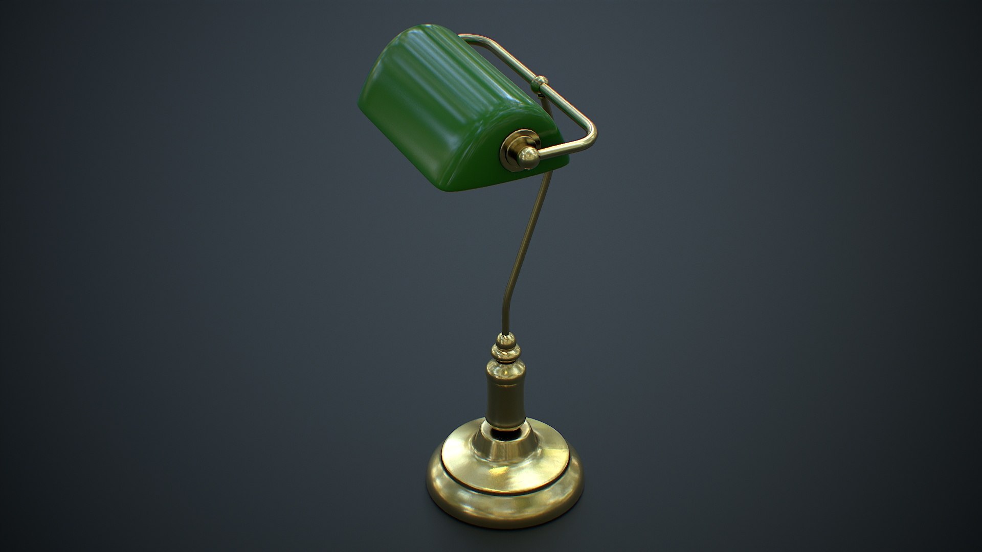 3D Antique Bankers Desk Lamp Green - TurboSquid 2001771
