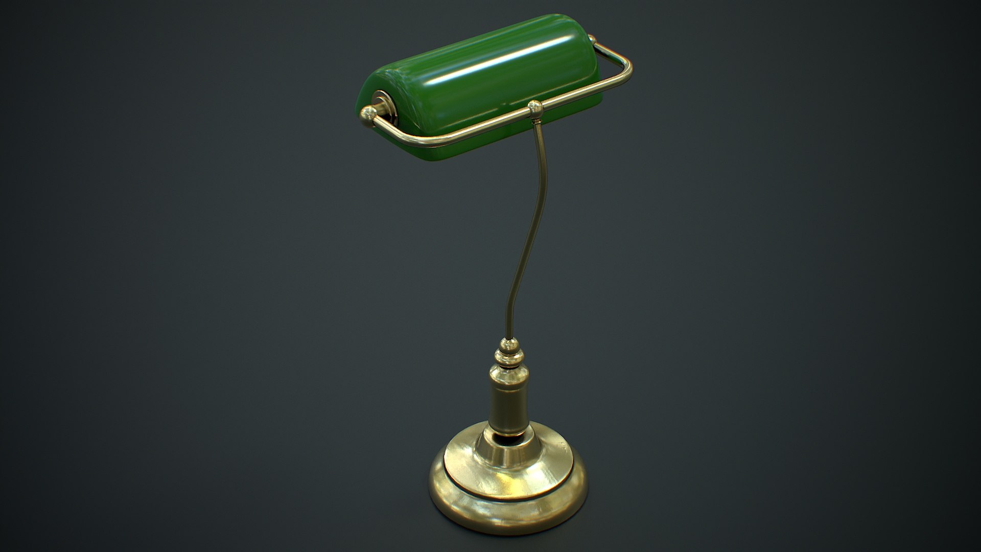 3D Antique Bankers Desk Lamp Green - TurboSquid 2001771