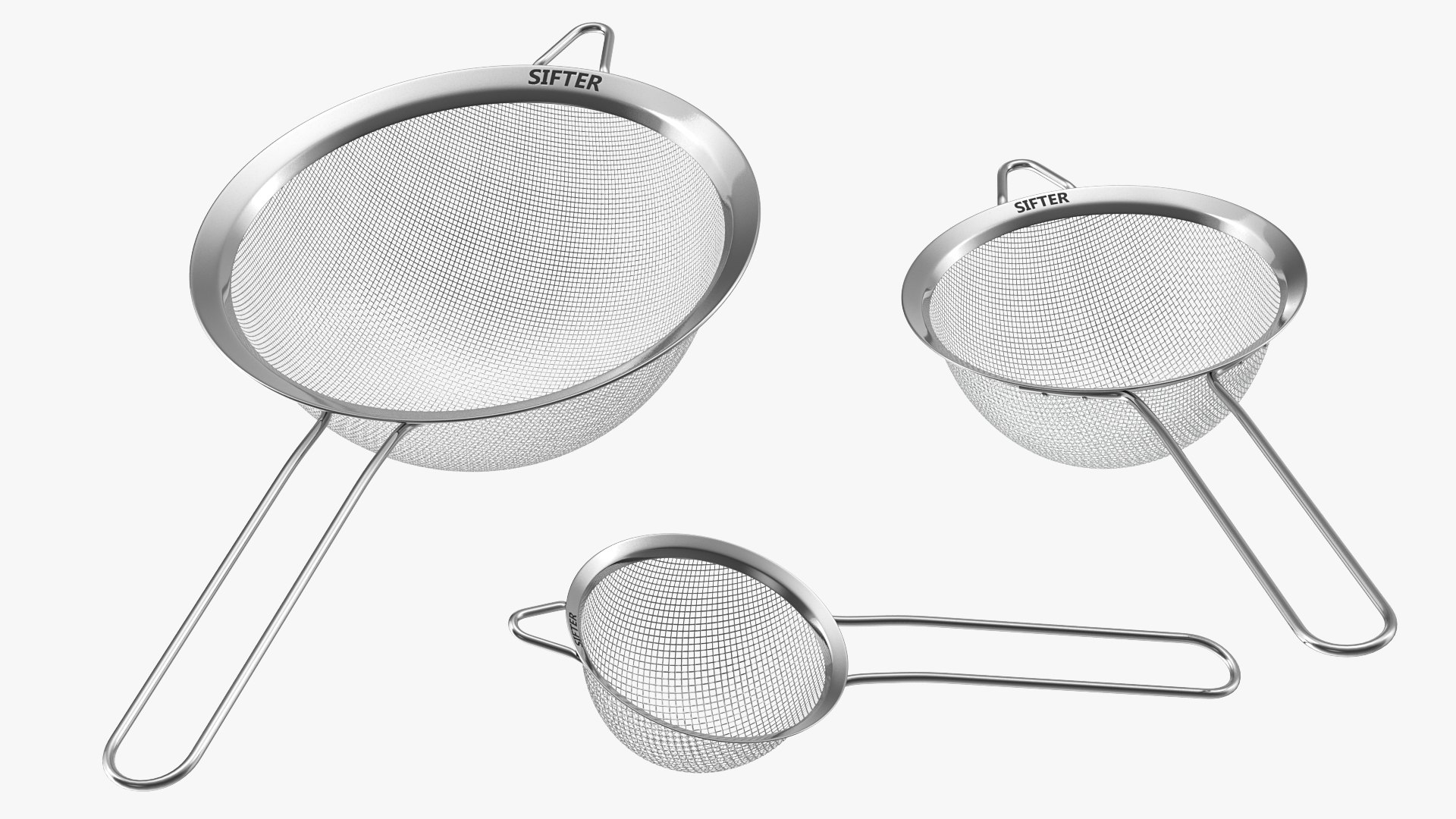 Stainless steel kitchen strainers 3D model - TurboSquid 1568552