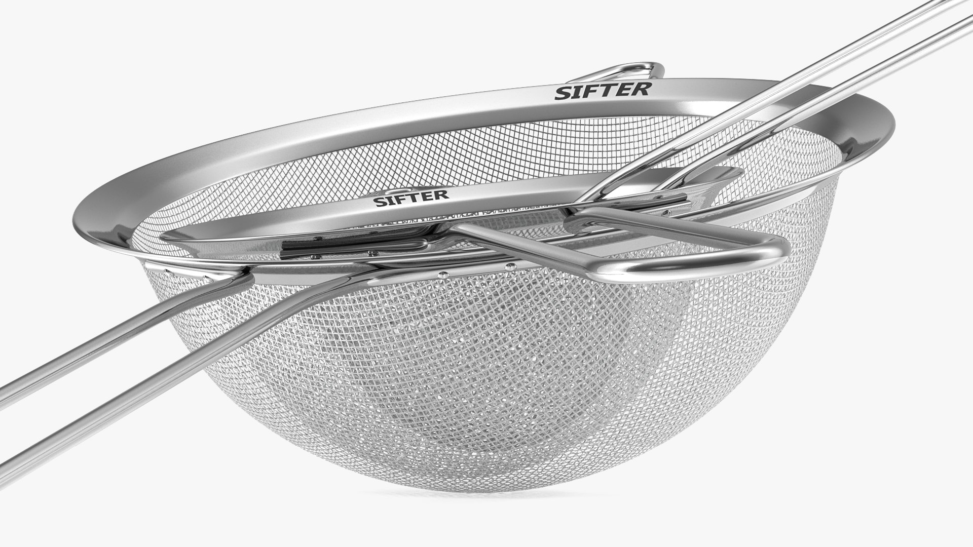 Stainless steel kitchen strainers 3D model - TurboSquid 1568552