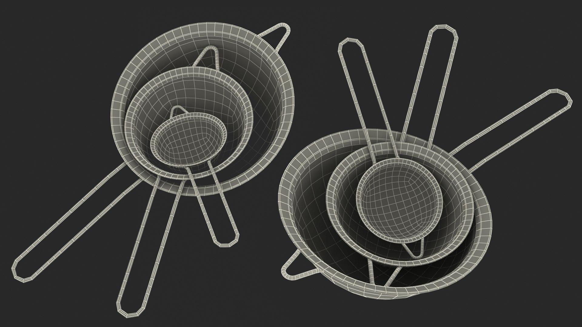 Stainless steel kitchen strainers 3D model - TurboSquid 1568552