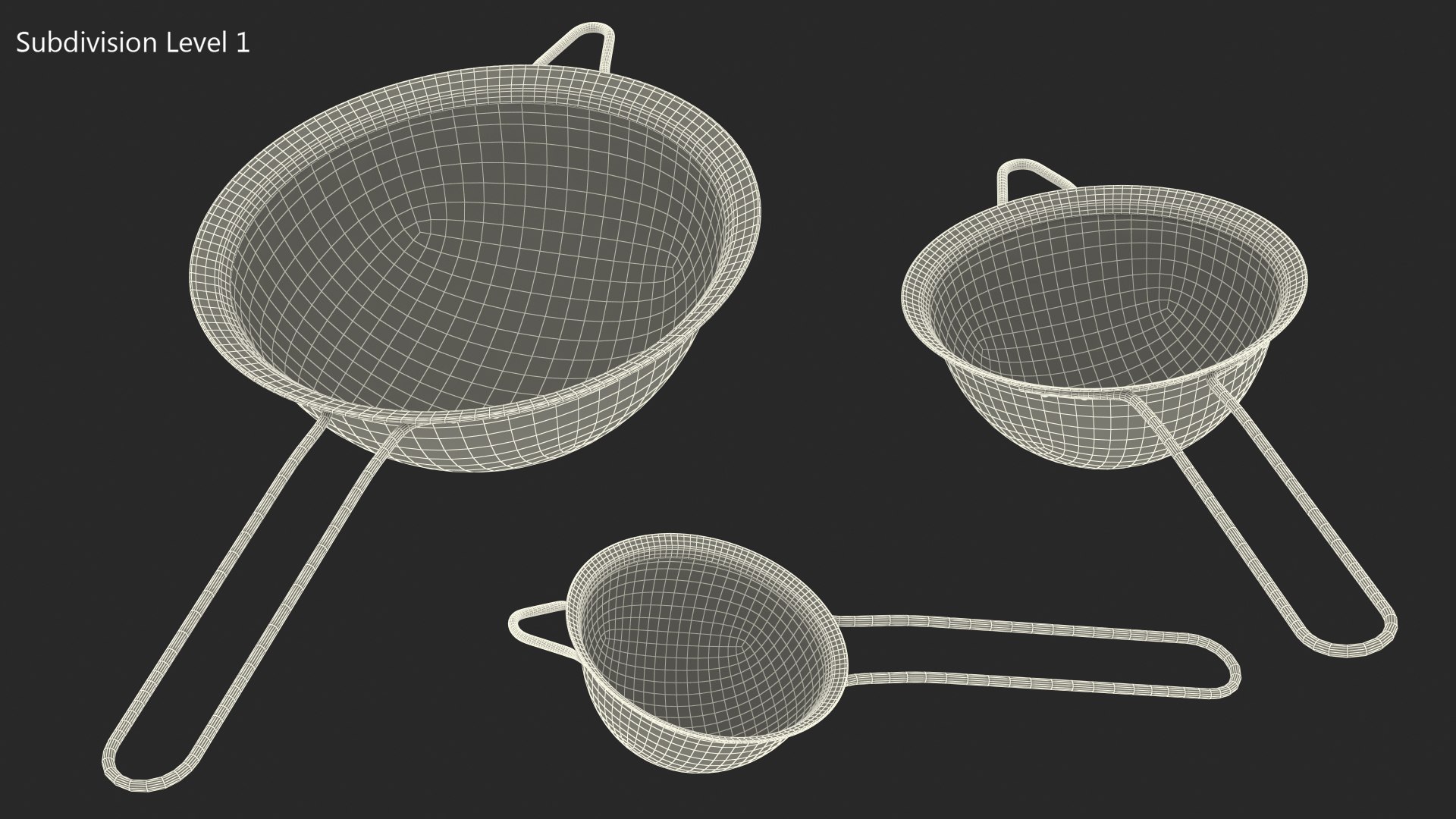 Stainless steel kitchen strainers 3D model - TurboSquid 1568552