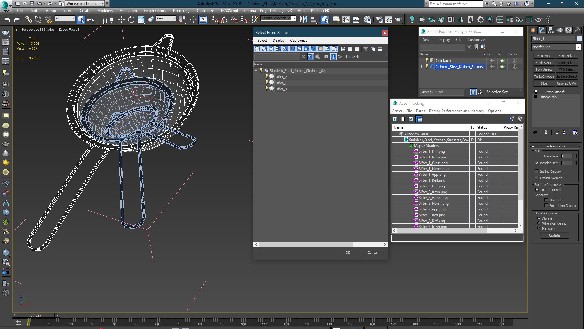 Stainless steel kitchen strainers 3D model - TurboSquid 1568552