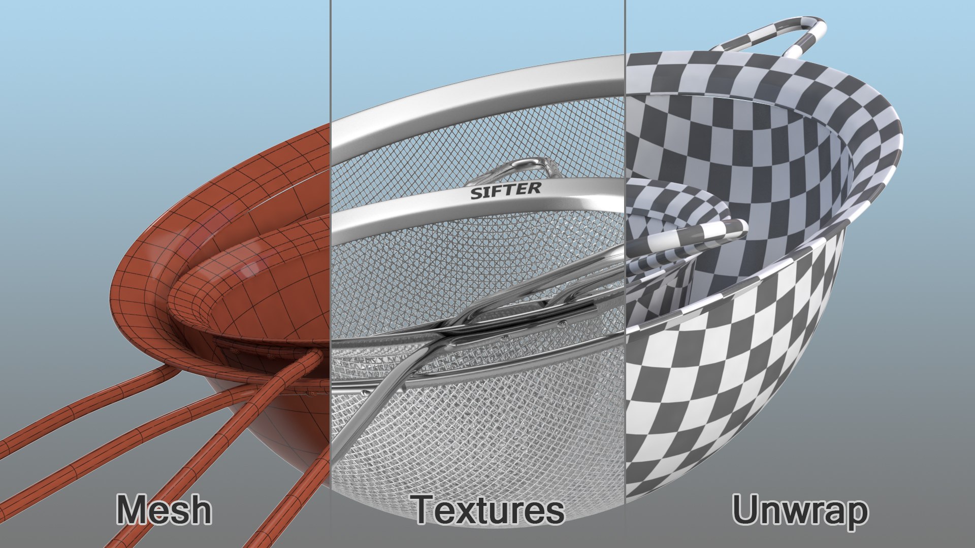 Stainless steel kitchen strainers 3D model - TurboSquid 1568552