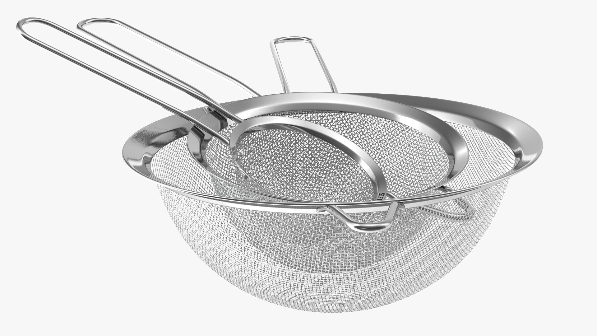 Stainless steel kitchen strainers 3D model - TurboSquid 1568552