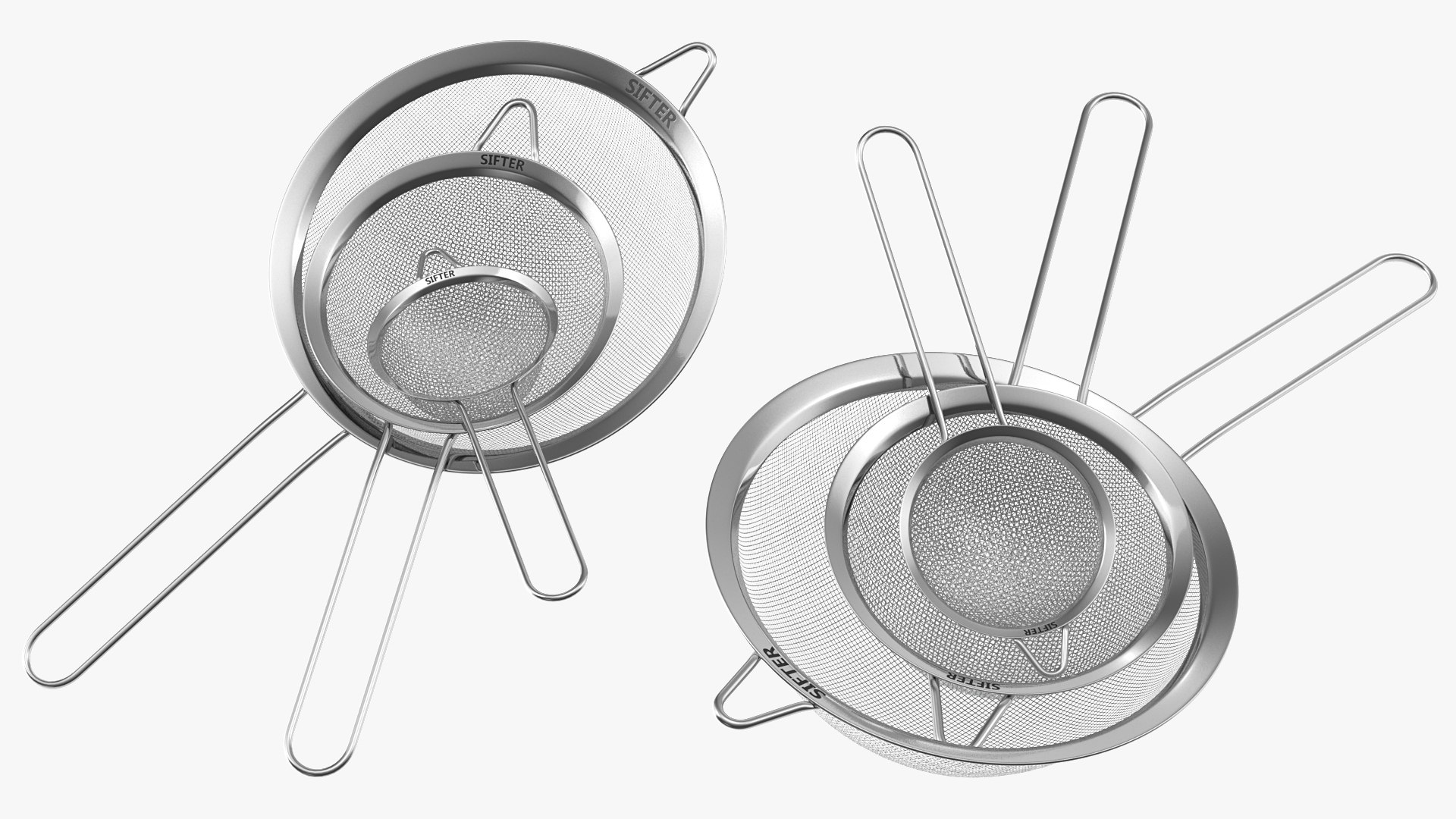 Stainless steel kitchen strainers 3D model - TurboSquid 1568552