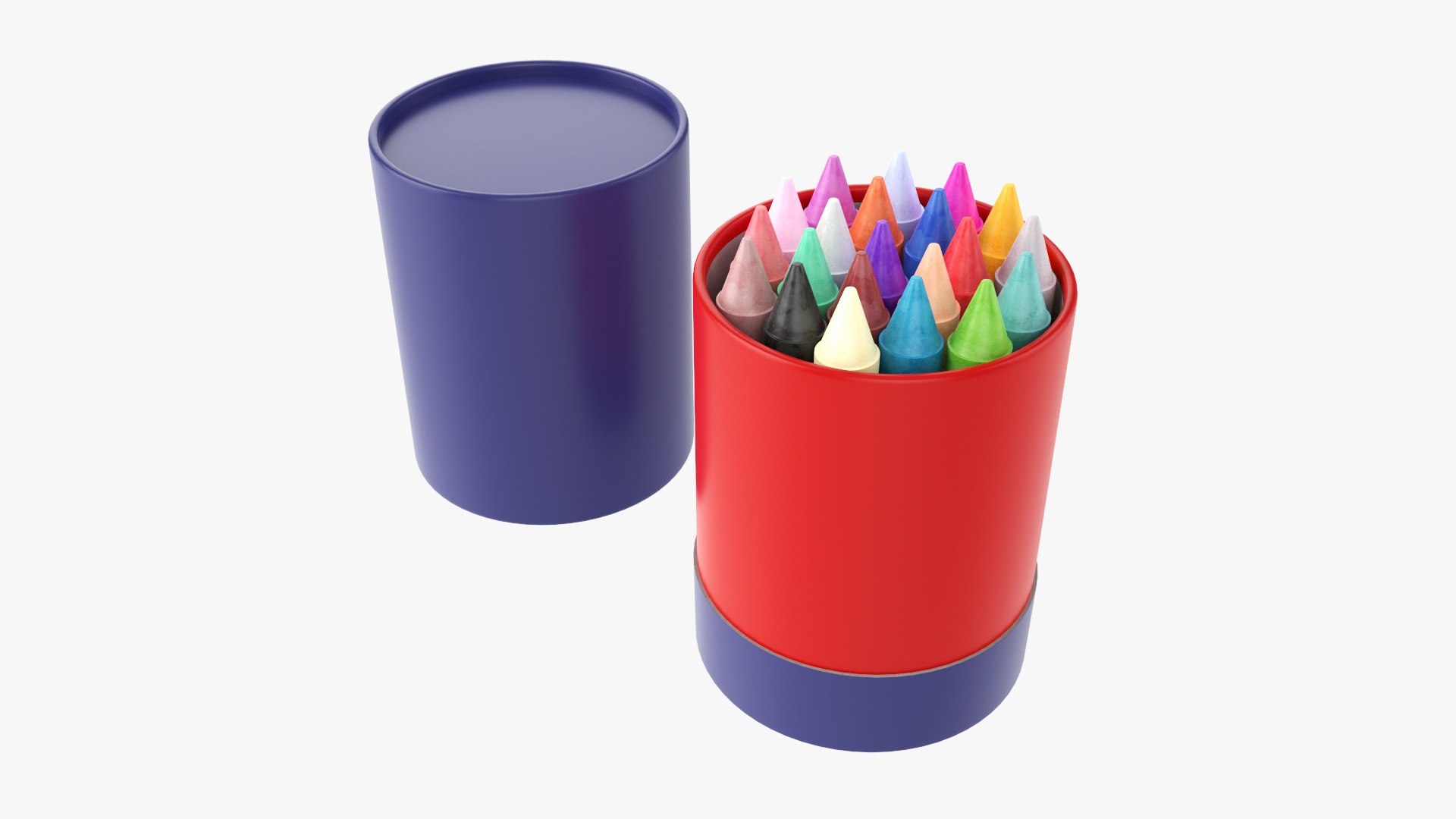 Crayons In Cardboard Tube Box 3D Model - TurboSquid 1716375