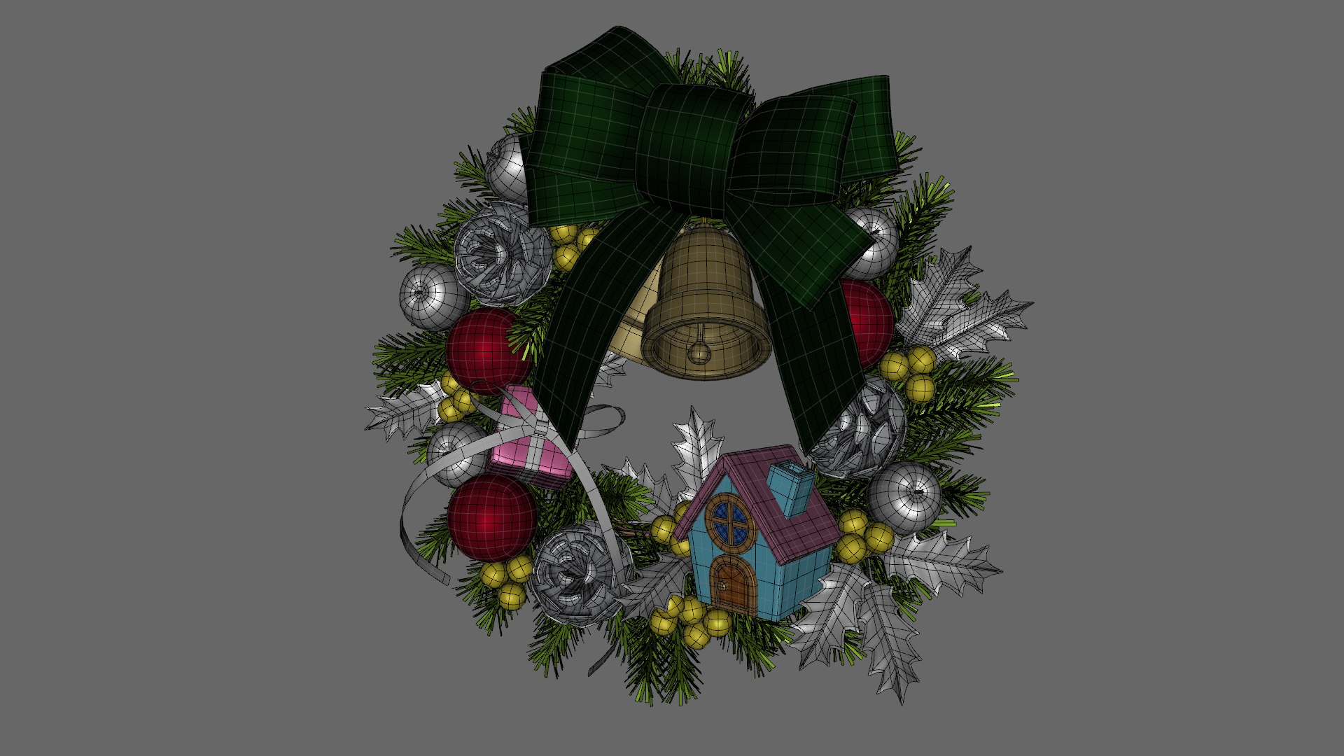 3D Wreath For Christmas Low-poly 3D Model Model - TurboSquid 2332196