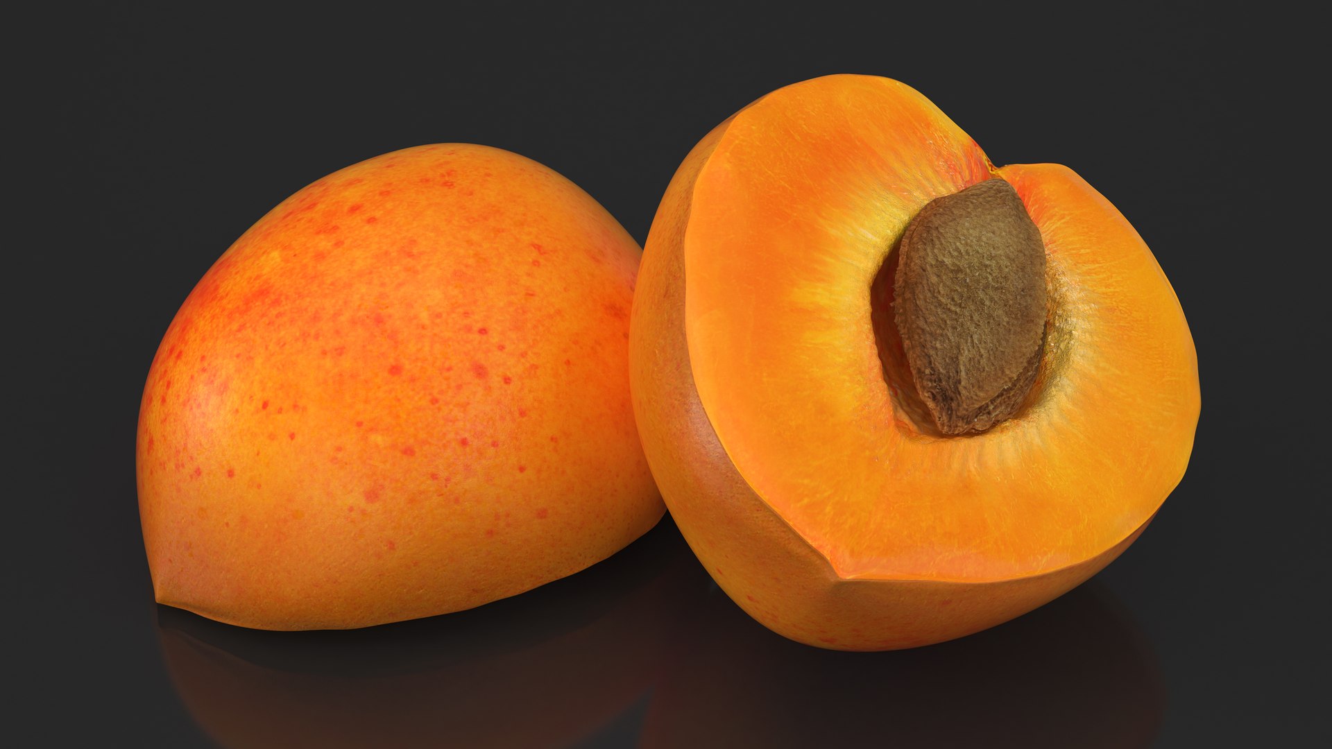 3D Model Half Apricot With Fruit Core - TurboSquid 2059265