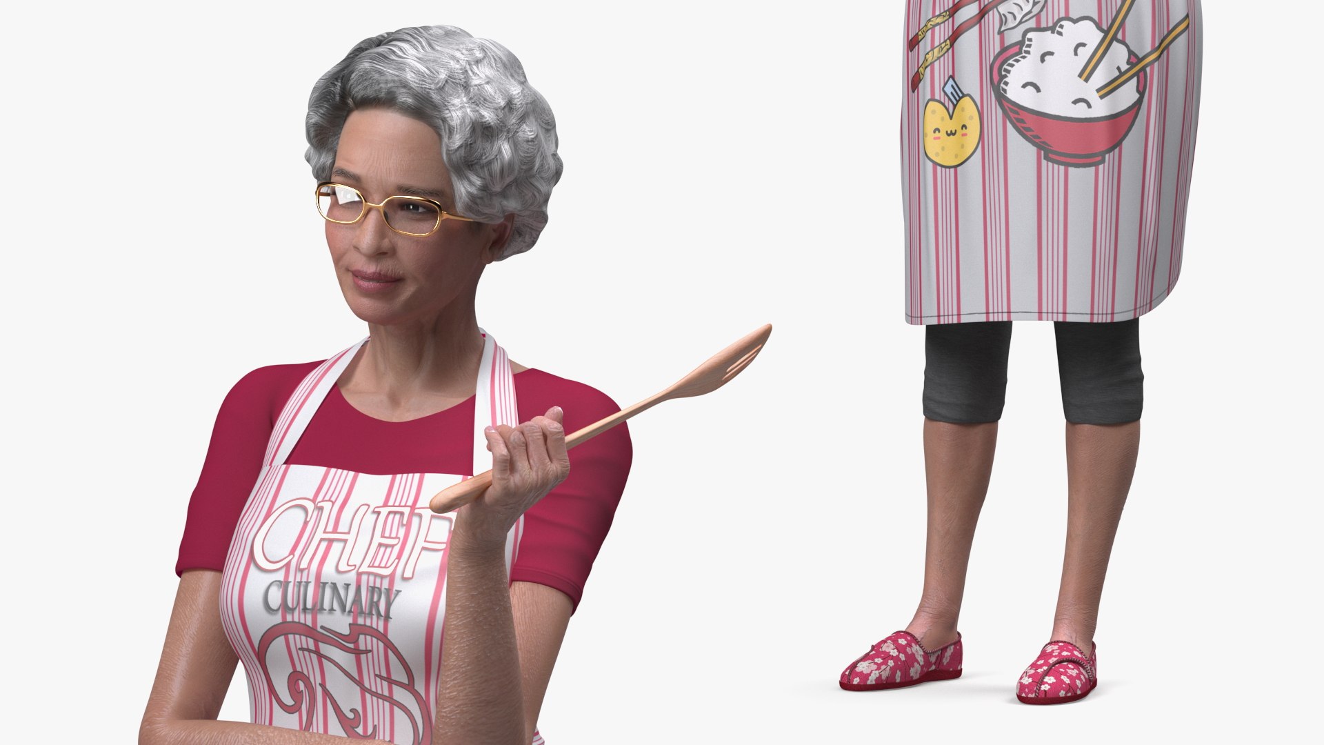 Kitchen Style Asian Grandma Standing 3D Model - TurboSquid 2083717