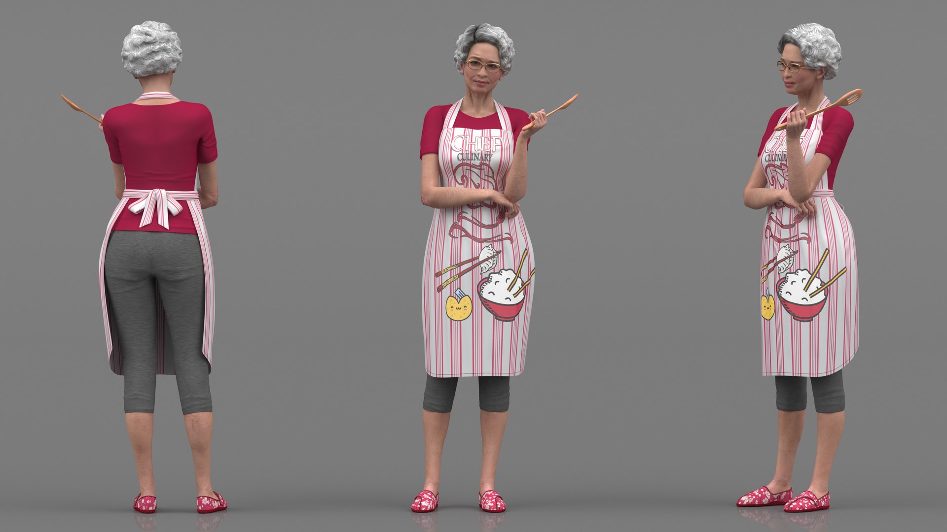 Kitchen Style Asian Grandma Standing 3D Model - TurboSquid 2083717