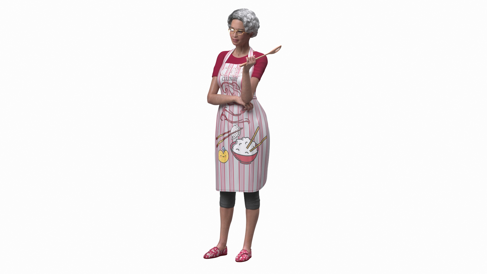 Kitchen Style Asian Grandma Standing 3D Model - TurboSquid 2083717