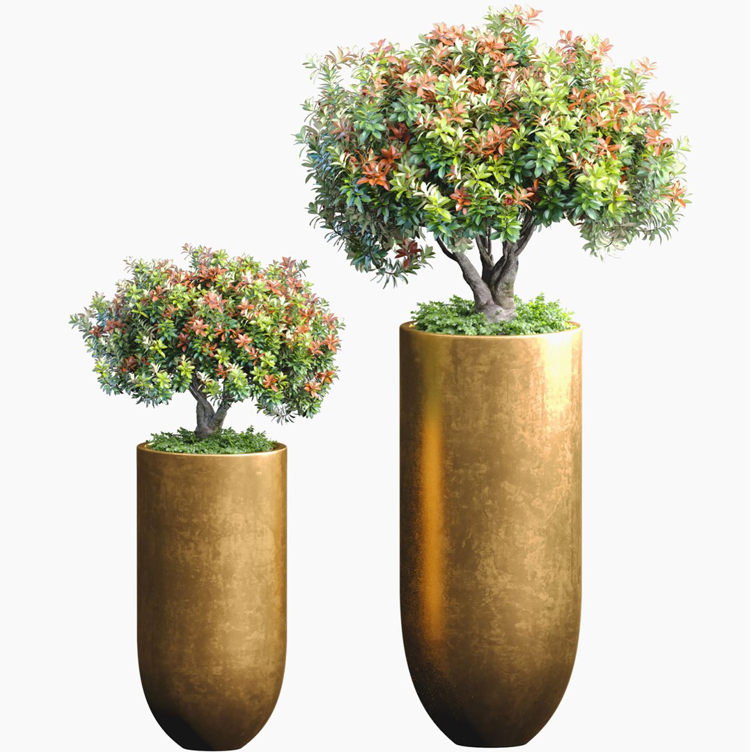 3D Decorative Flowering Tree Classic Gold Tall Vase Urn ArtDeco Model ...