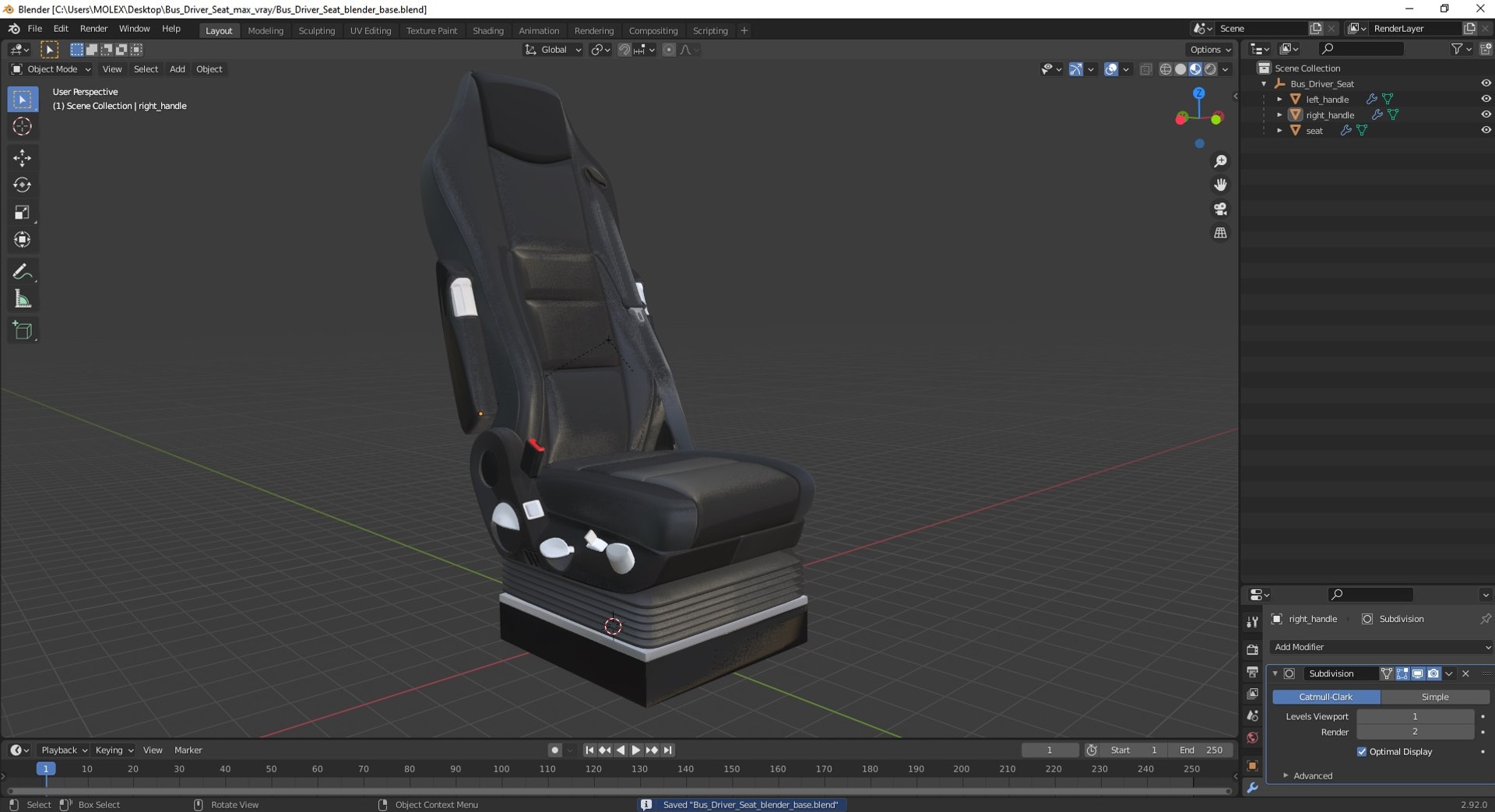 Bus Driver Seat 3D Model - TurboSquid 2059868
