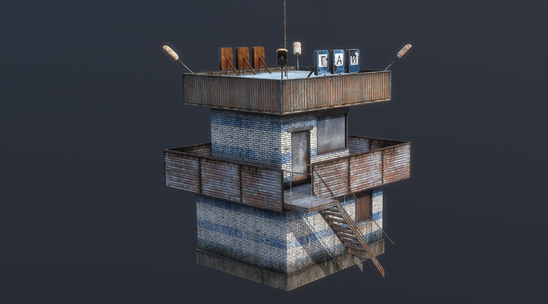 Low-poly Police Blockpost 3D - TurboSquid 1438570