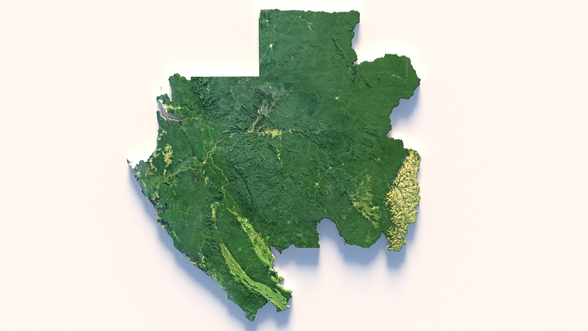 3D Model Gabon Republique Gabonaise Terrain Map - TurboSquid 2336042