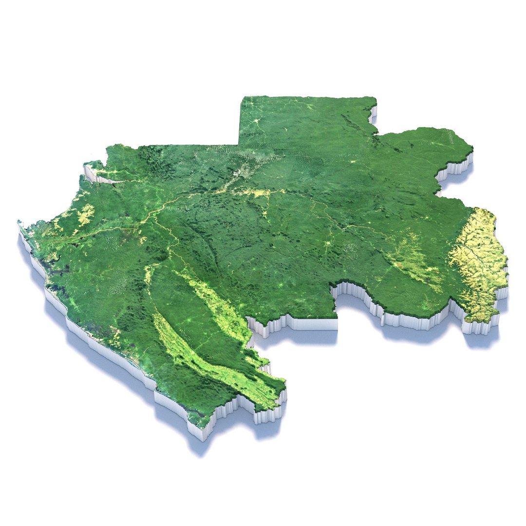 3D Model Gabon Republique Gabonaise Terrain Map - TurboSquid 2336042